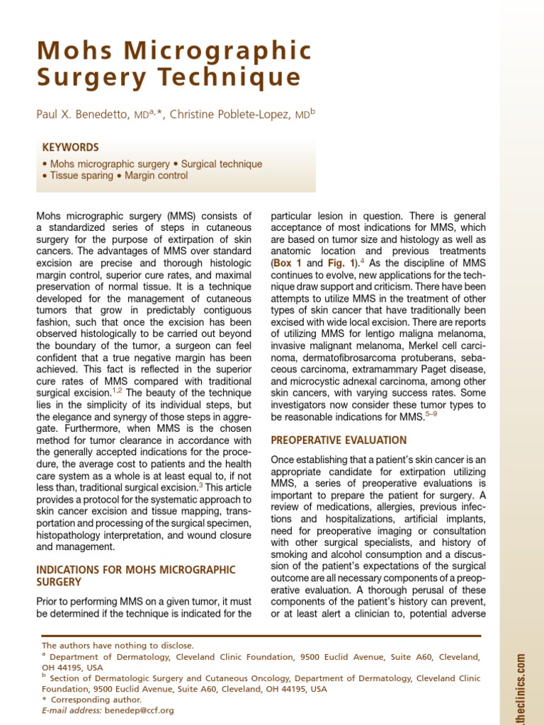 Mohs Technique | PDF | Surgery | Histology