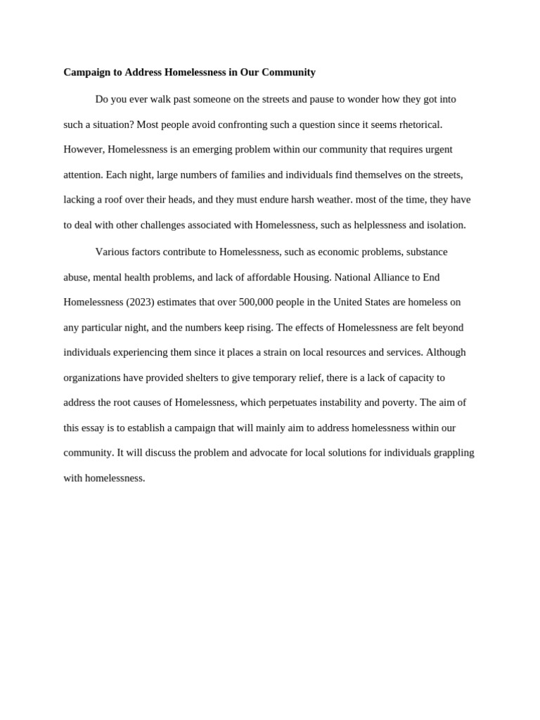 Essay Homelessness - Edited | PDF