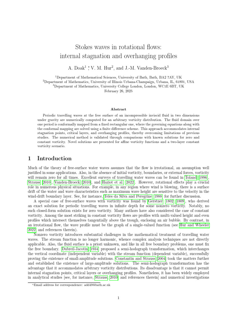 Stokes Waves in Rotational Flows | PDF | Waves | Mathematics