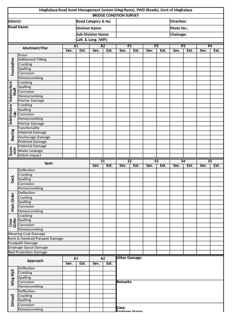 Bridge Condtion Survey | PDF | Structural Engineering | Civil Engineering
