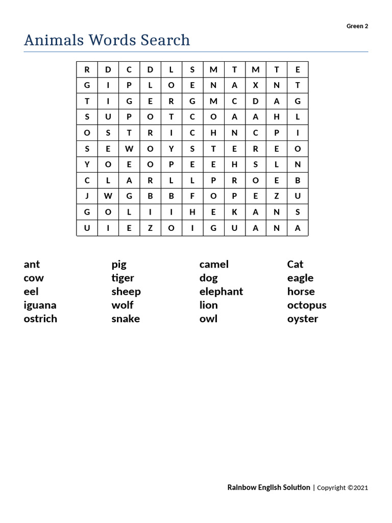 Animal Word Search. | PDF