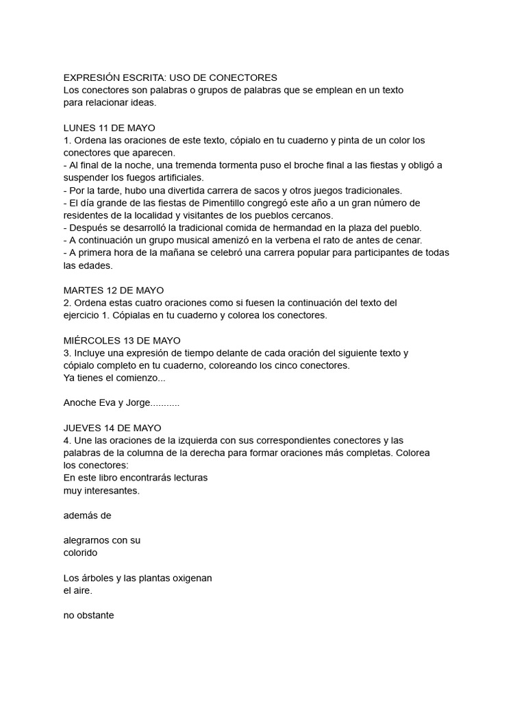 Guía de Uso de Conectores en Textos | PDF