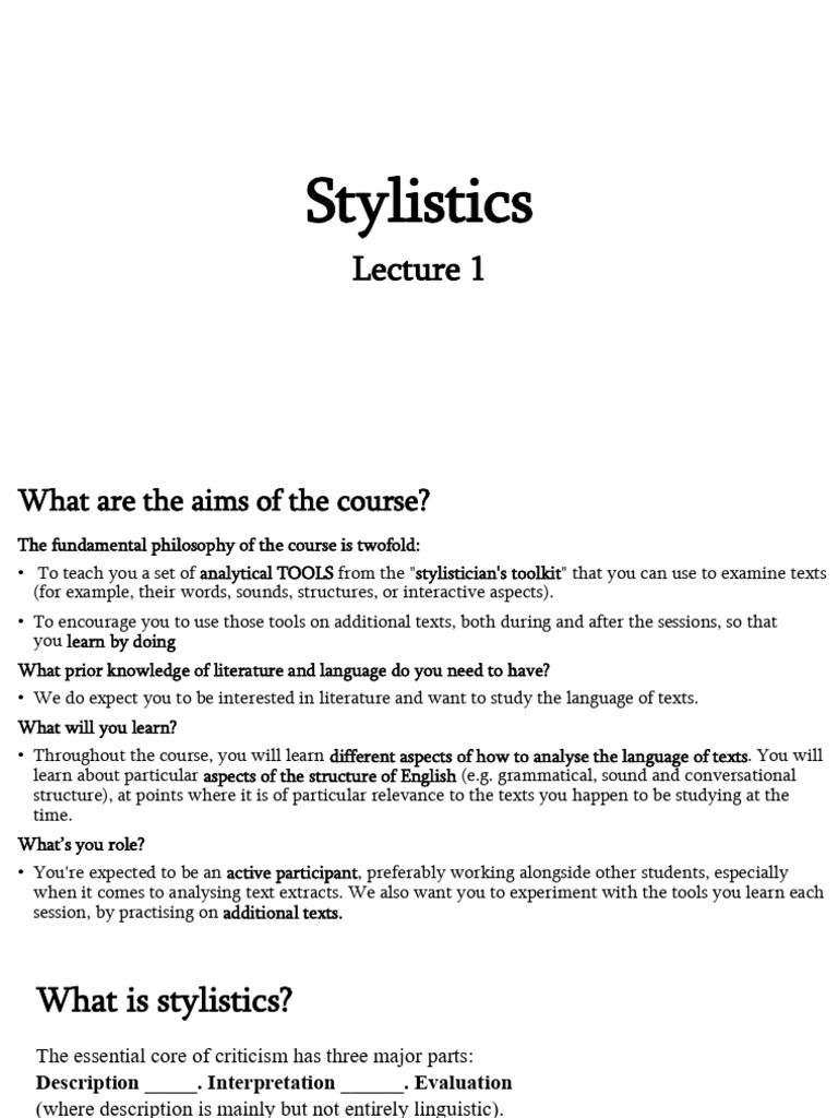 Stylistics | PDF | Linguistics | Rhetoric