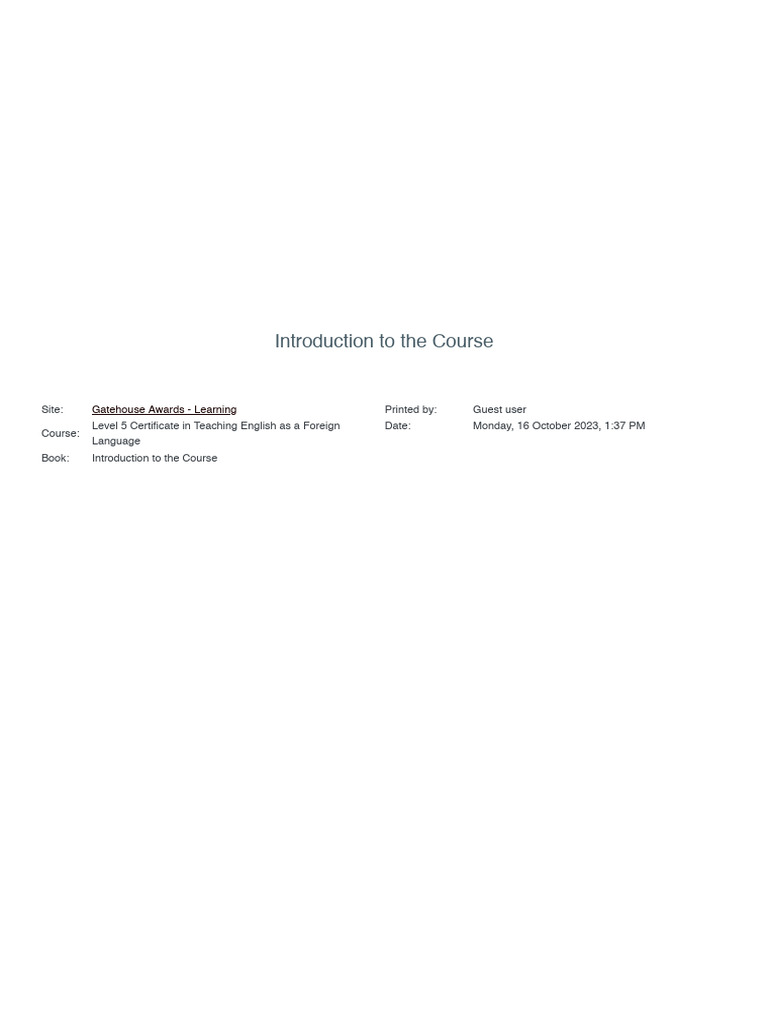 Introduction to the Course | PDF | English As A Second Or Foreign Language | Learning