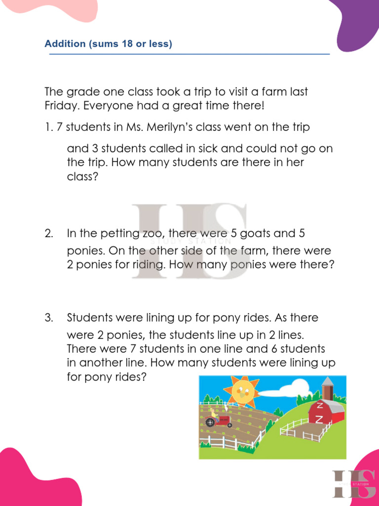 Grade 1 Addition Word Problems 18 C PDF | PDF