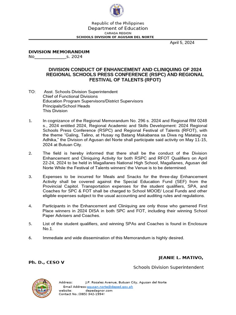 Memorandum Nhancement SPC 2024 | PDF | Government