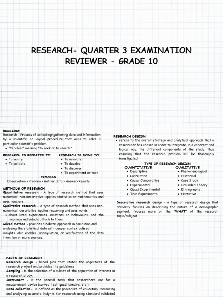 English Reviewer Q3 Examination Grade 10 | PDF | Level Of Measurement | Methodology