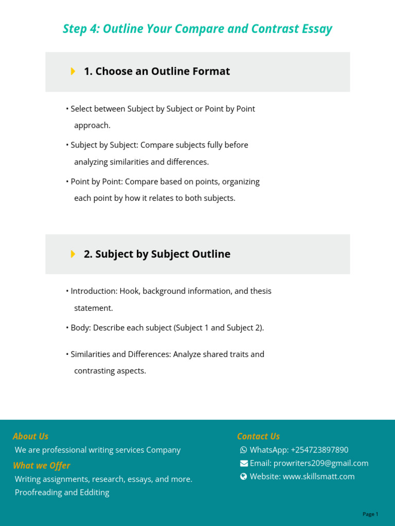 Compare and Contrast Essay Outline Guide | PDF