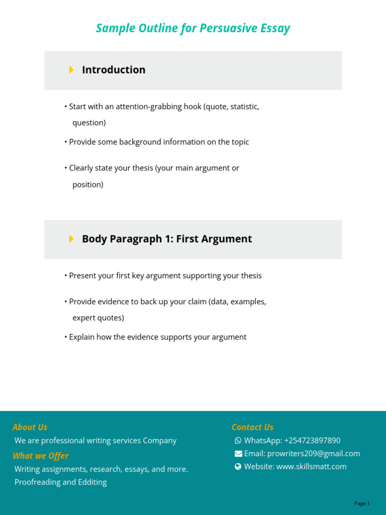 Persuasive Essay Outline Guide | PDF | Argument | Essays