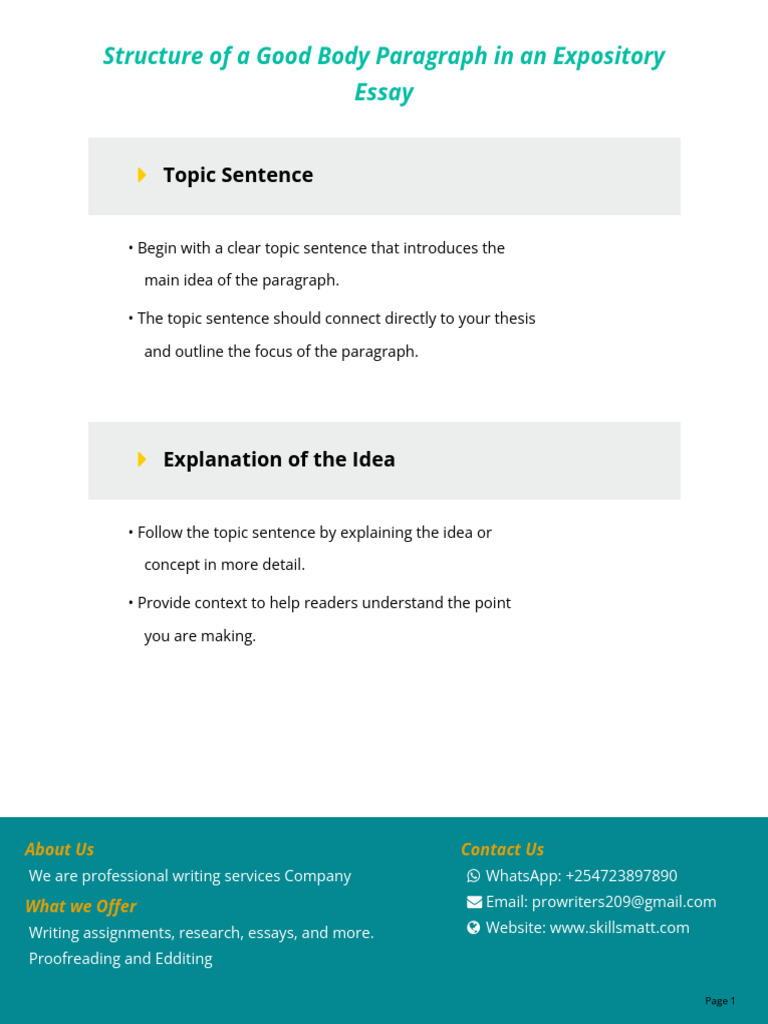Structure of A Good Body Paragraph in An Expositor | PDF | Essays