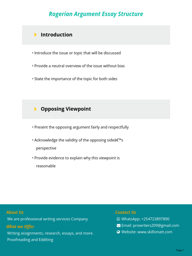 Rogerian Argument Essay Structure | PDF | Cognition | Human Communication