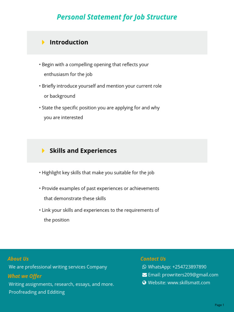 Personal Statement For Job Structure | PDF