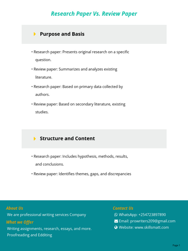 Research Paper Vs Review Paper | PDF
