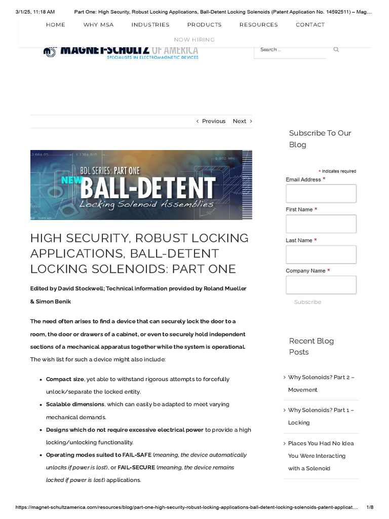 Part One_ High Security, Robust Locking Applications, Ball-Detent ...