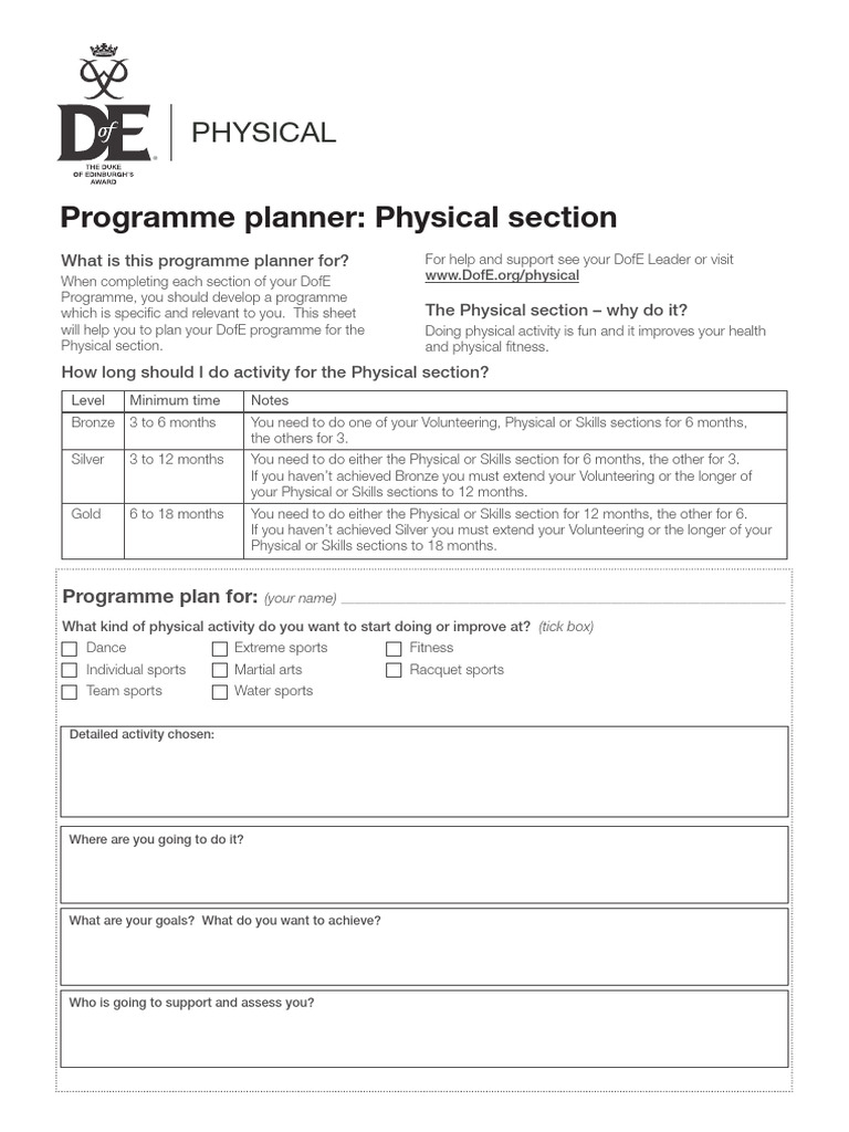 Programme Planner Physical | PDF