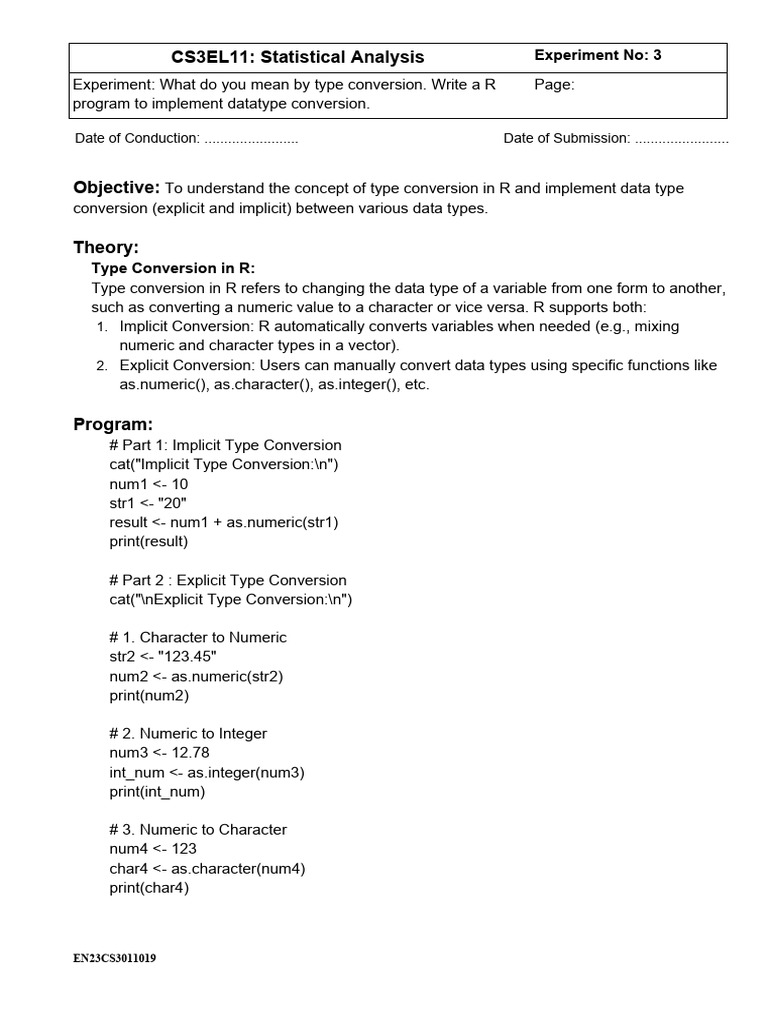 R Type Conversion Explained | PDF