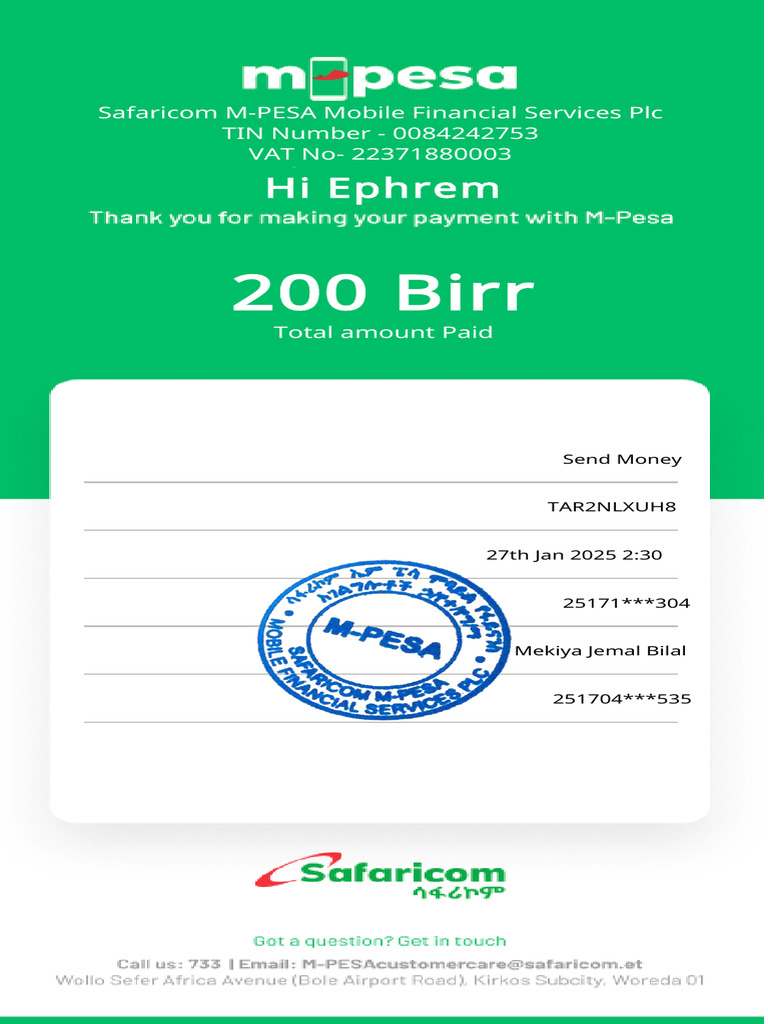 M-PESA Payment Confirmation | PDF