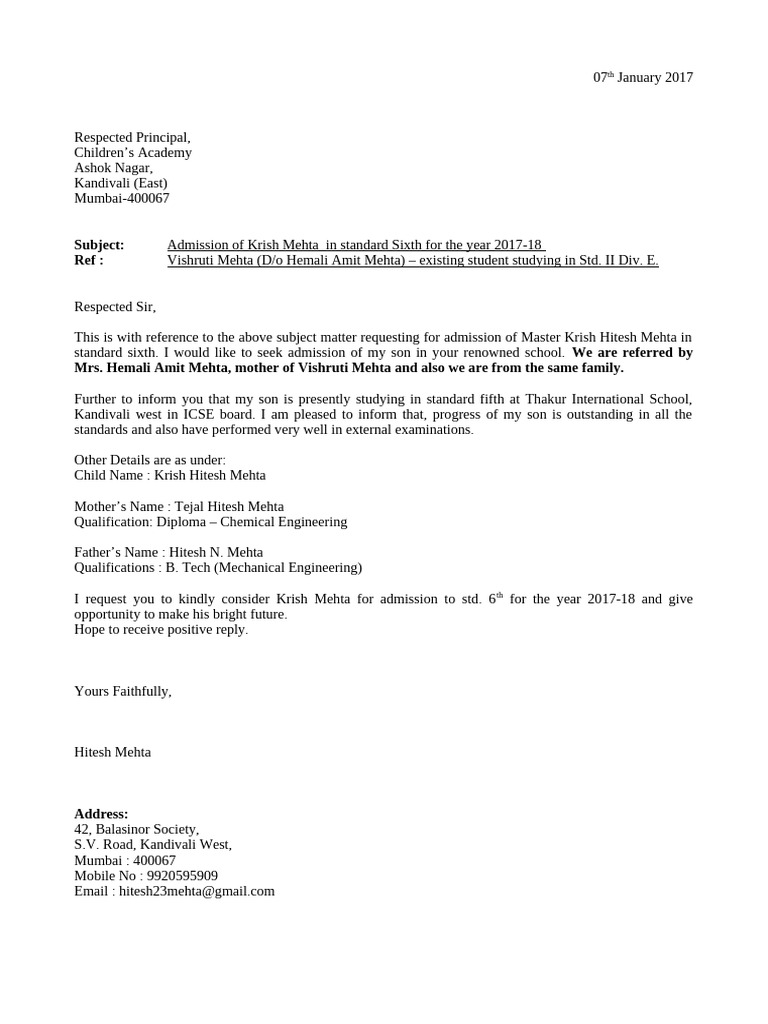 Application Letter | PDF