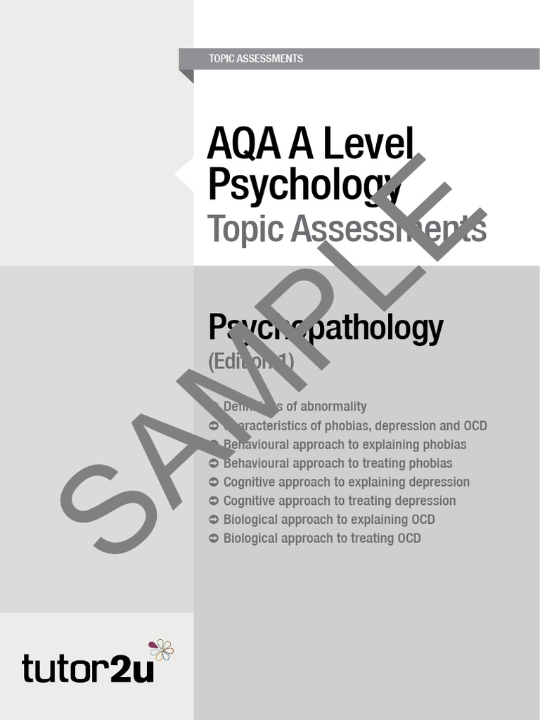 04 AQA Psychology Topic Test Psychopathology SAMPLE | PDF | Obsessive ...