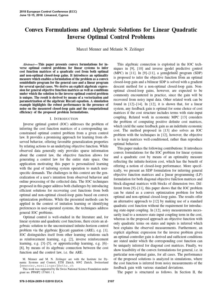 Convex_Formulations_and_Algebraic_Solutions_for_Linear_Quadratic ... Convex_Formulations_and_Algebraic_Solutions_for_Linear_Quadratic ...