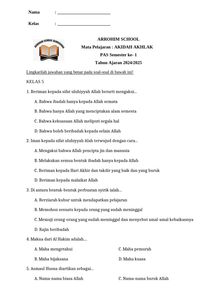 Pas 1 Akidah 5 | PDF