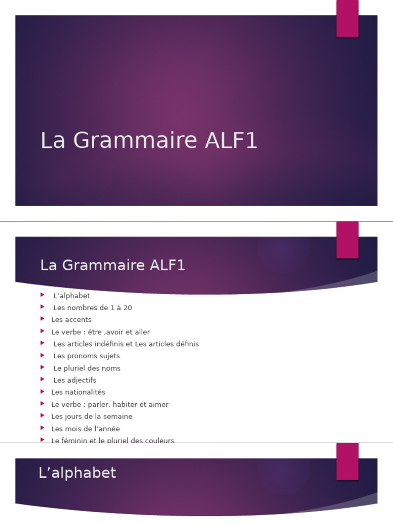 ALF-1 Grammaire ppt | PDF