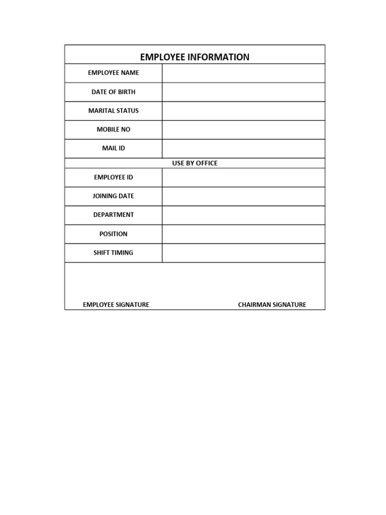 Employee Information Template | PDF