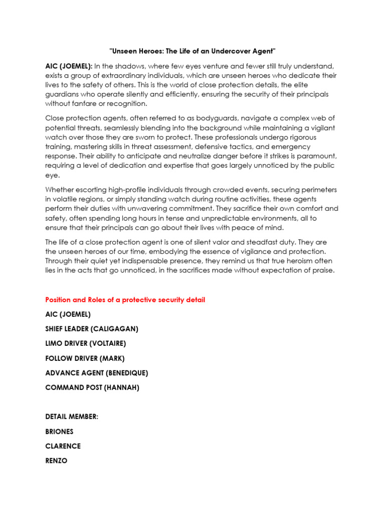Script Flow (Unseen Heroes The Life of An Undercover Agent) | PDF