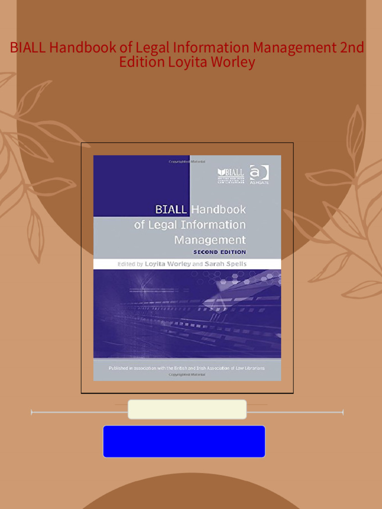 BIALL Handbook of Legal Information Management 2nd Edition Loyita ...