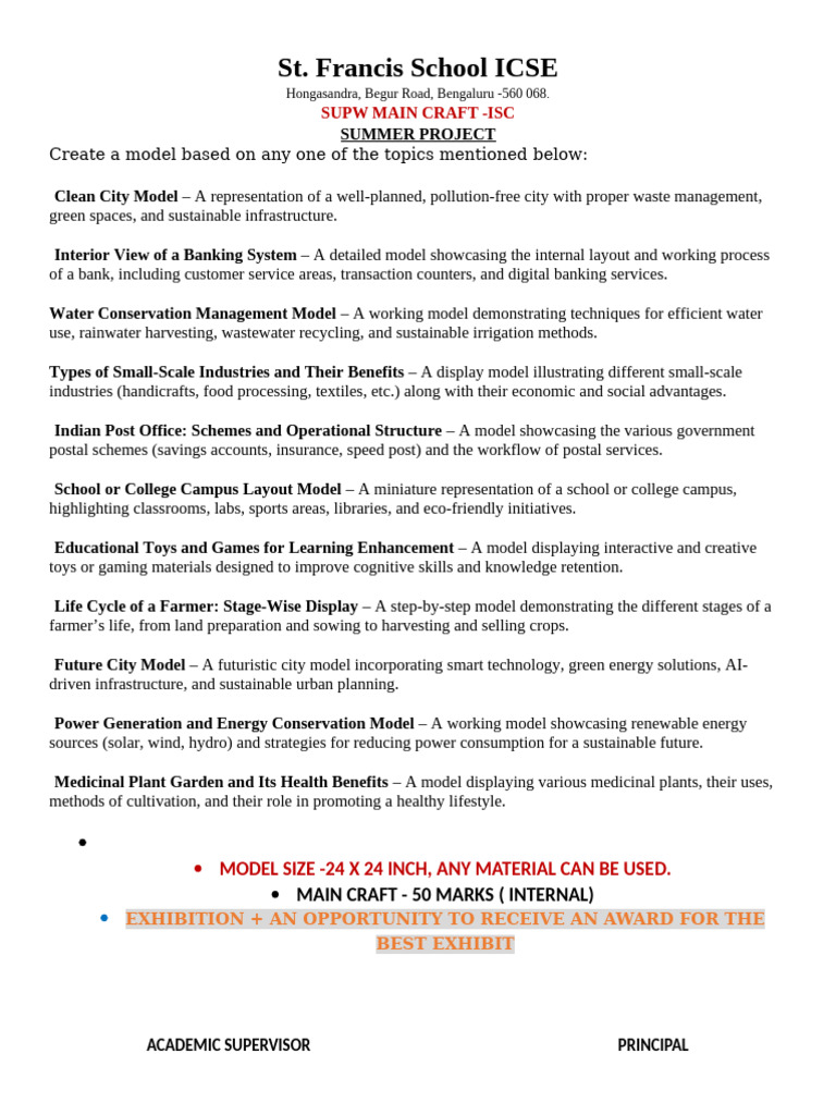 Summer Project Models for ISC Students | PDF | Infrastructure | Green ...