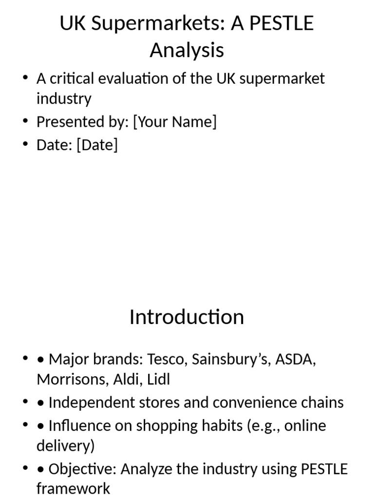 Lidl's Role in UK Supermarket PESTLE Analysis | PDF