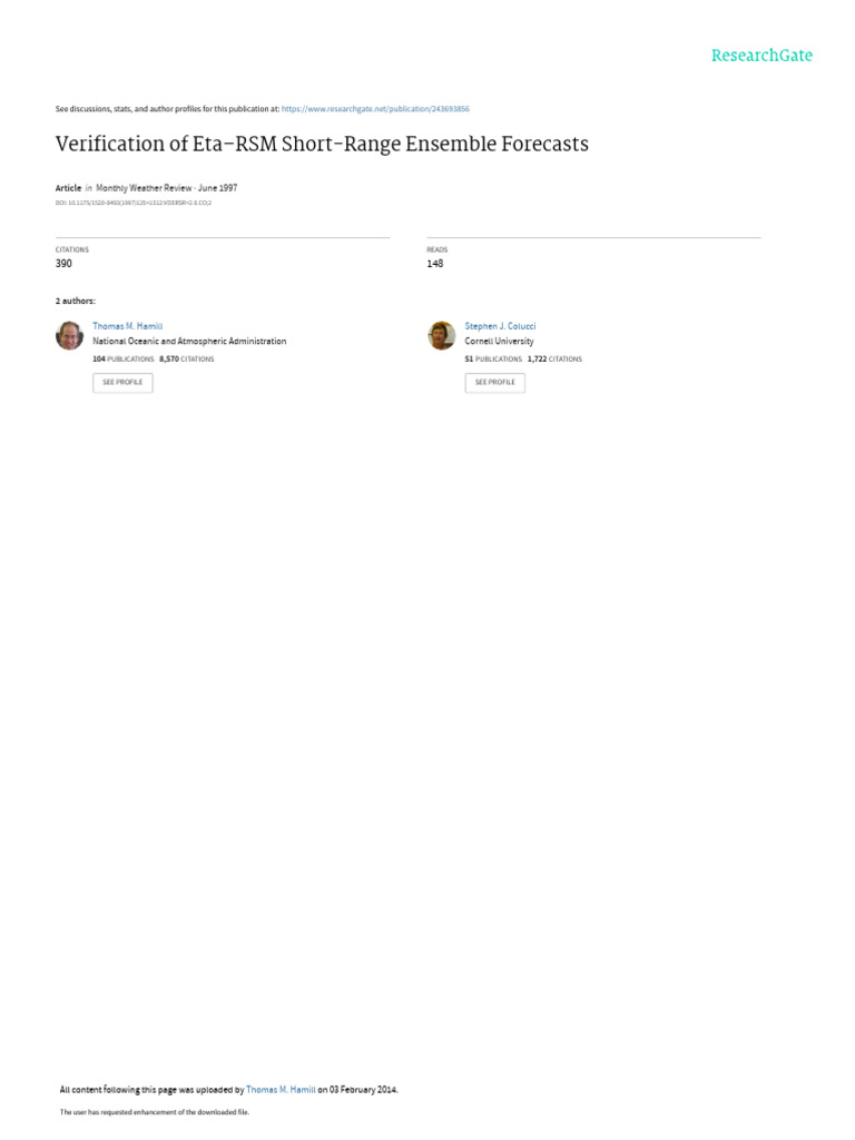 Verification of Eta-RSM Short-Range Ensemble Forec | PDF | Forecasting | Probability Distribution