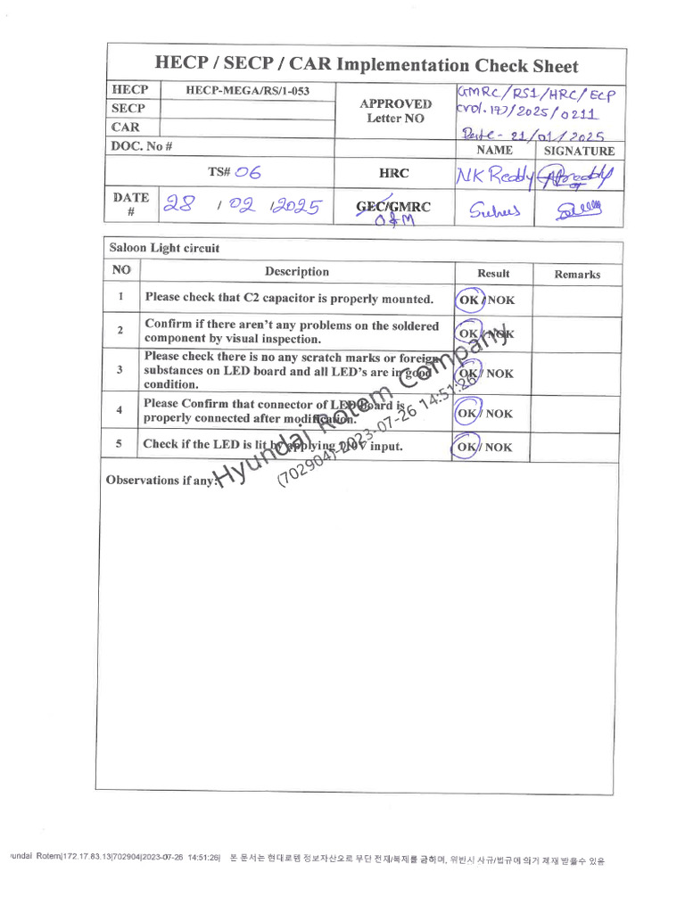 HECP-53 TS#06 Witness Checksheet | PDF