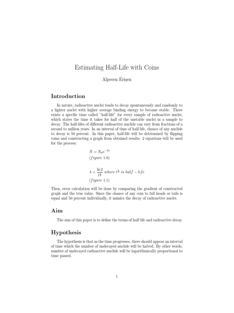 Estimating Half-Life Using Coin Flips | PDF | Radioactive Decay ...