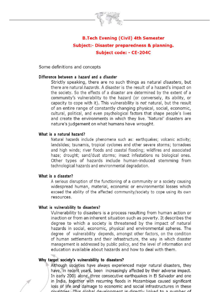 1.Disaster Management Note | PDF