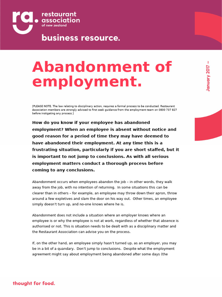 Abandonment Of Employment Letter Template Pdf Employment 5167