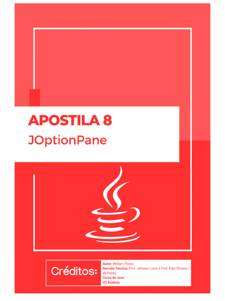 Java - JOptionPane - Will Flores | PDF | Janela (informática) | Java ...