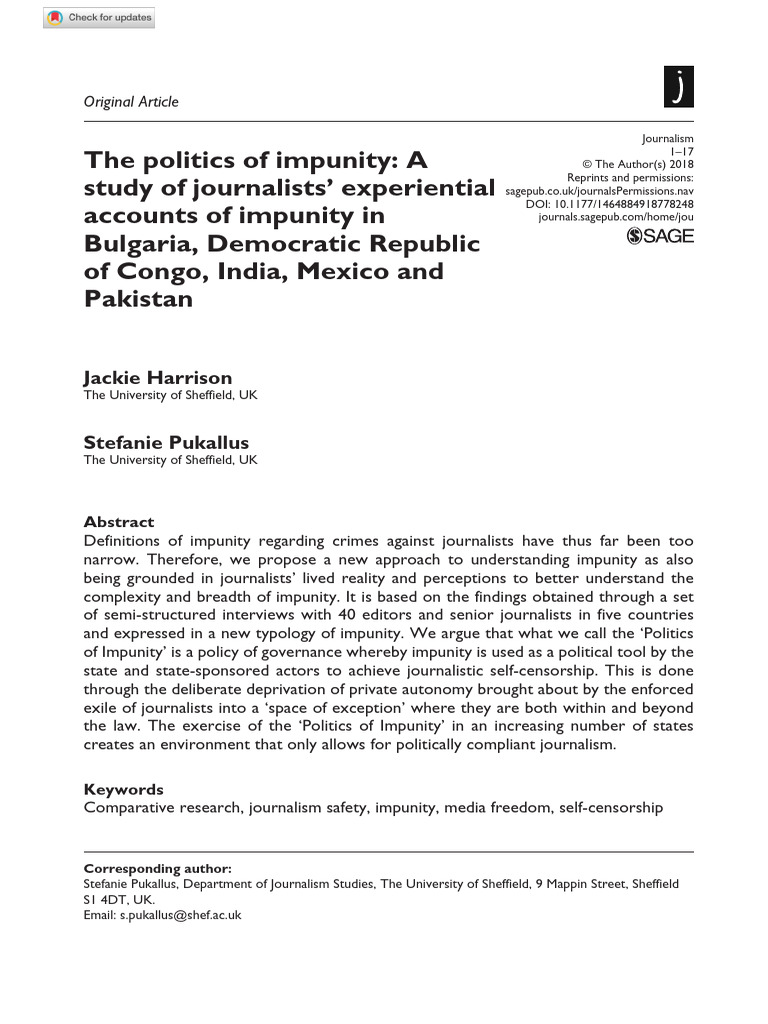 Harrison and Pukallus 2018 | PDF | Freedom Of The Press | Journalism