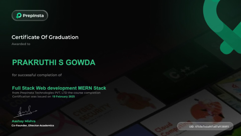 certificate_Full Stack Web development MERN Stack_1191638 | PDF