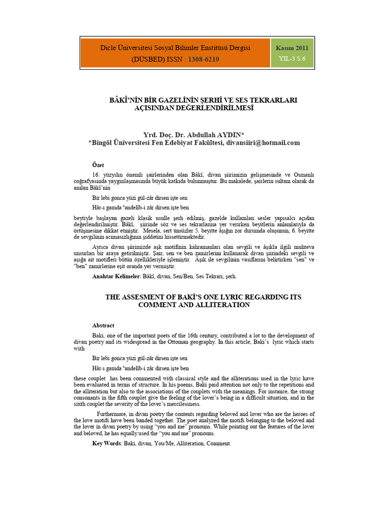 B K N N B R Gazel N N Erh Ve Ses Tekrarlari A Isindan de Erlend R Lmes ...