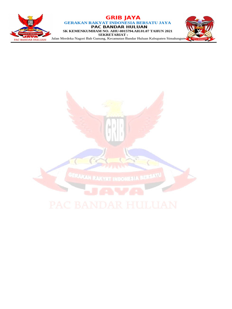 Kop Surat Kosong Grib Jaya BH | PDF