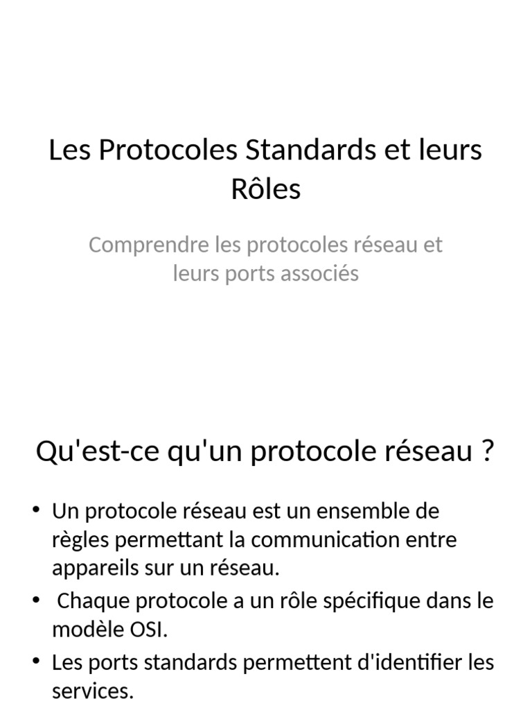 Protocoles et Ports Standards Réseau | PDF | Protocoles Internet | Réseau informatique