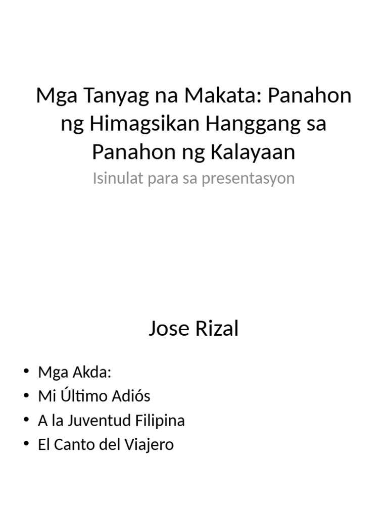 Mga Tanyag Na Makata | PDF