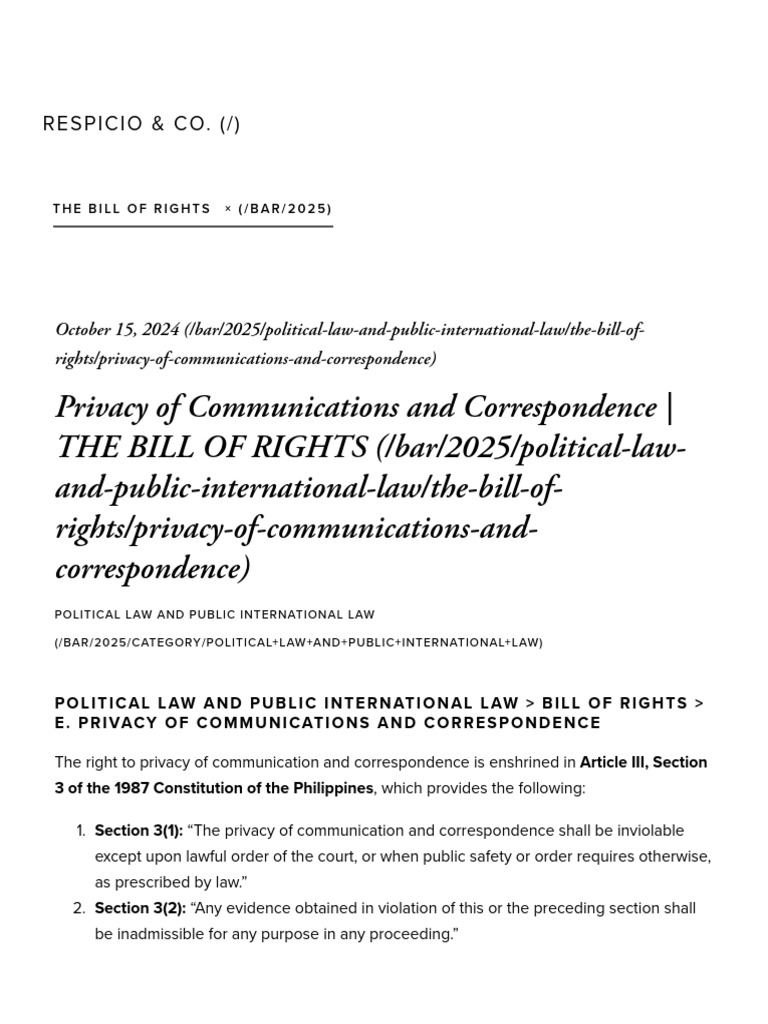 Privacy of Communications in the Philippines | PDF | Free Exercise ...