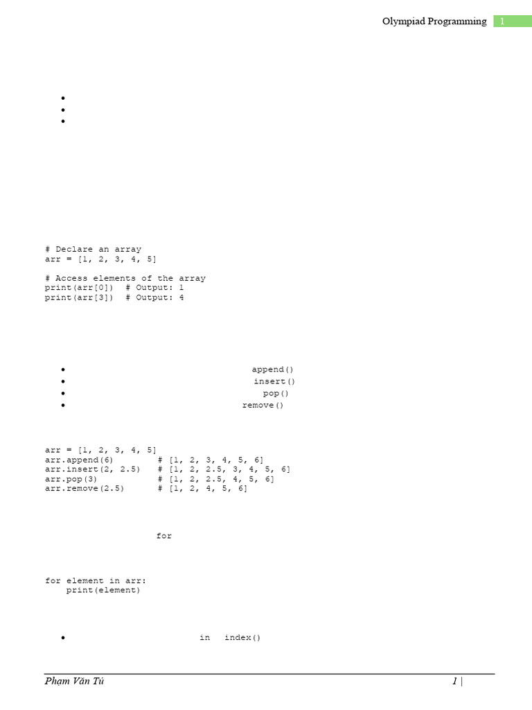 Lesson 01 - Array | PDF