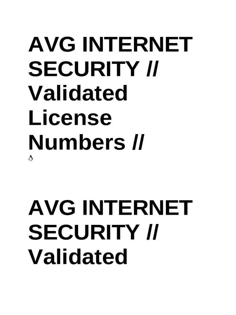Avg Internet Security // Validated License Numbers // Avg Internet ...