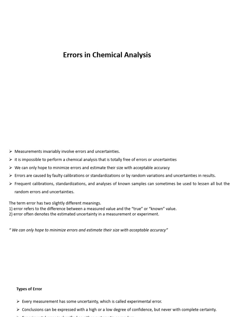 Understanding Errors in Chemical Analysis | PDF | Observational Error ...