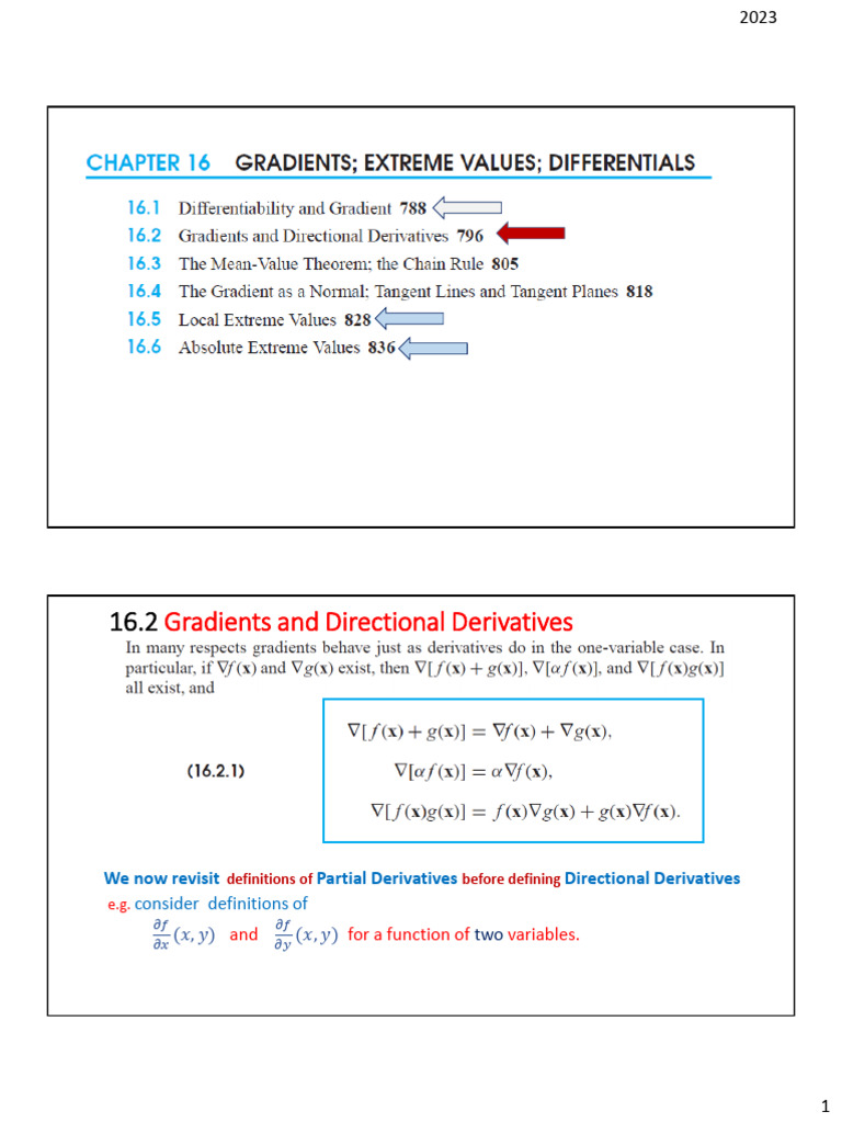 Gradients & Directional Derivatives | PDF | Derivative | Gradient