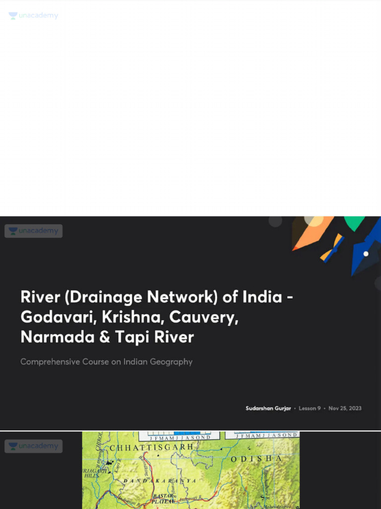 River Drainage Network of India Godavari Krishna Cauvery Narmada | PDF