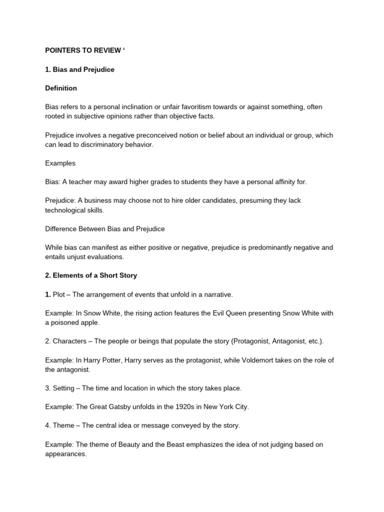 Bias, Prejudice, and Story Elements Guide | PDF | Fallacy | Cognition